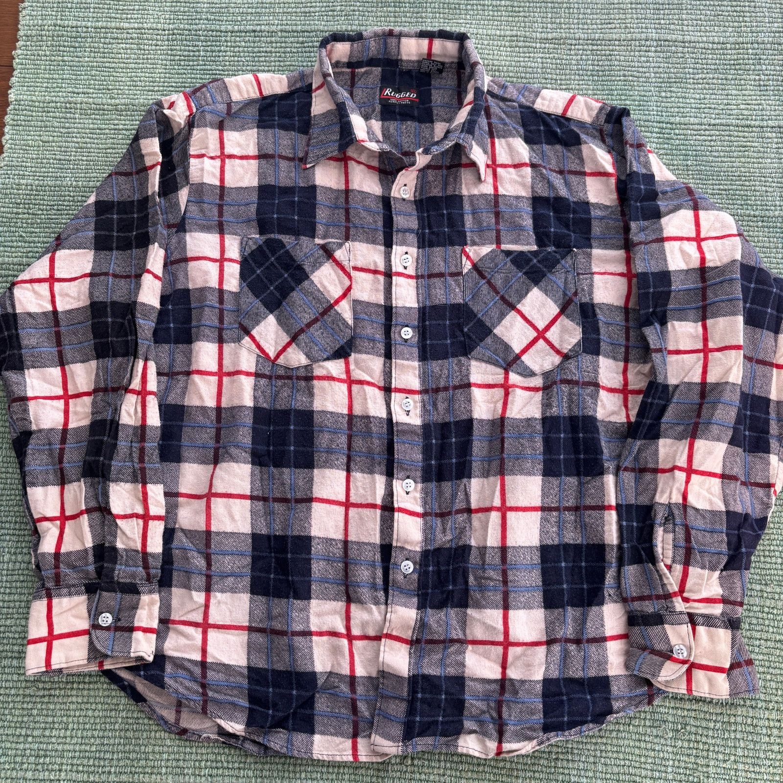 Vintage 1980s vintage Rugged brand blue plaid cotton flannel | Grailed