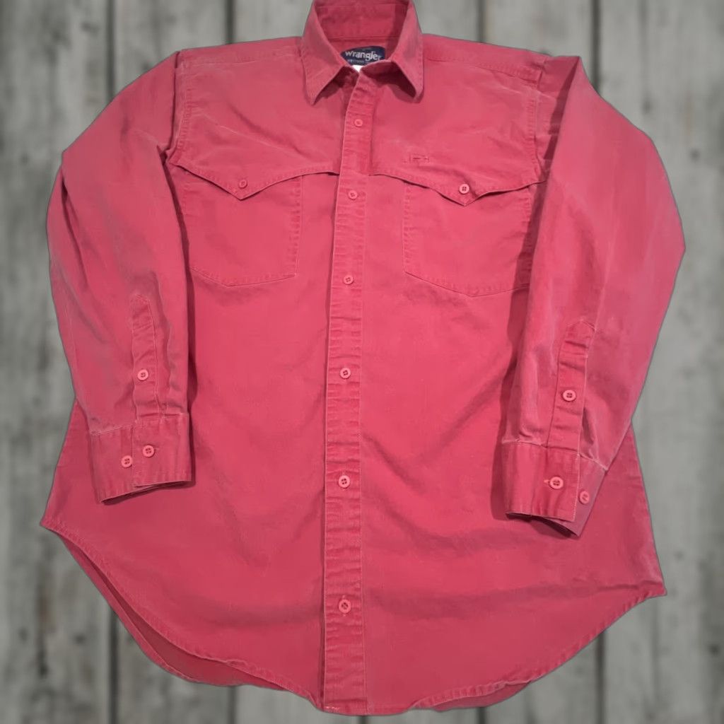 Wrangler VINTAGE Wrangler Western Shirt Mens 15-15.5 M Heavy Yoke Red ...