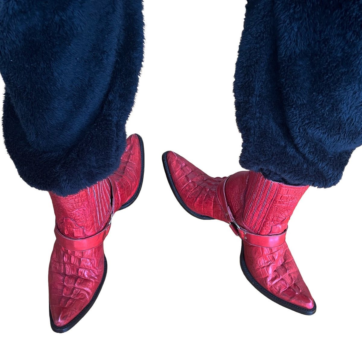 Hood By Air HBA SS 2017 Double Faced Red Croc effect Cowboy Boots | Grailed