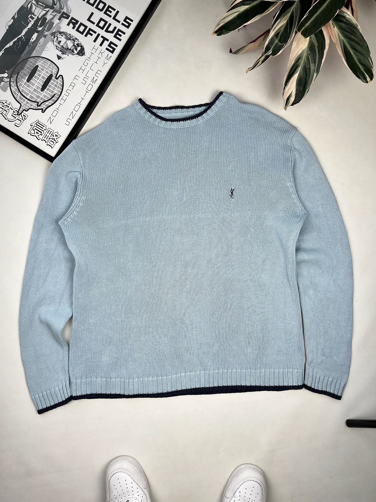 Yves Saint Laurent YSL Logo Knit Sweater | Grailed