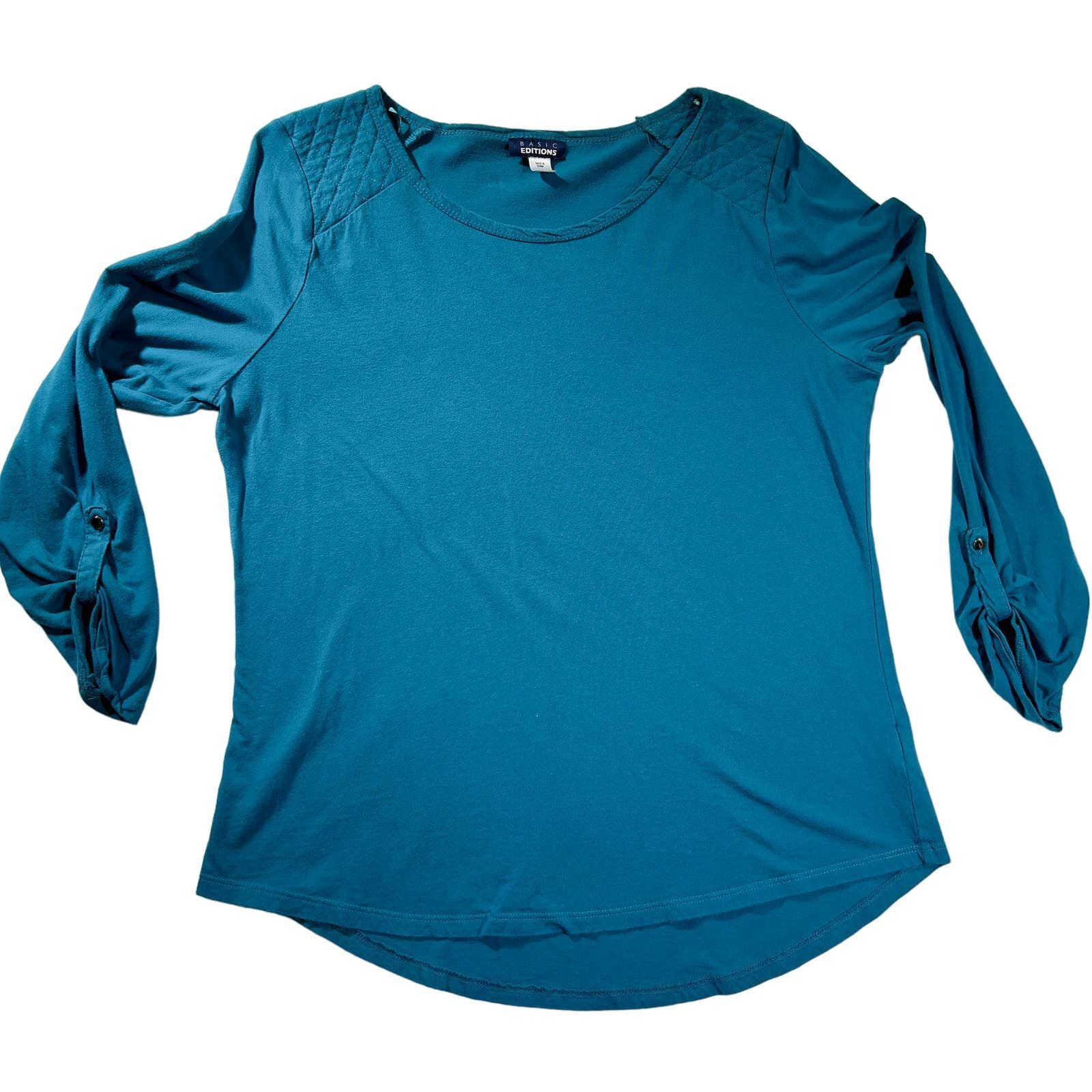 Basic Editions Basic Editions Long Sleeve TShirt Woman L Button-Up ...