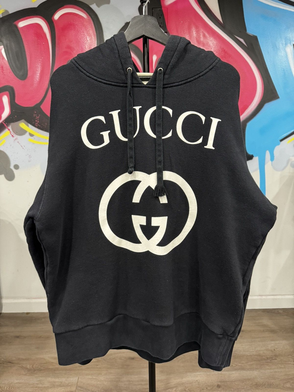 Gucci Gucci Black Logo Print Hoodie Grailed