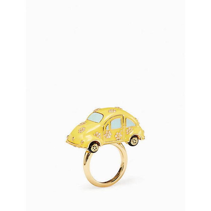 Kate Spade Kate Spade Gold Taxi Yellow Cab Ring 7 Cocktail Crystals ...