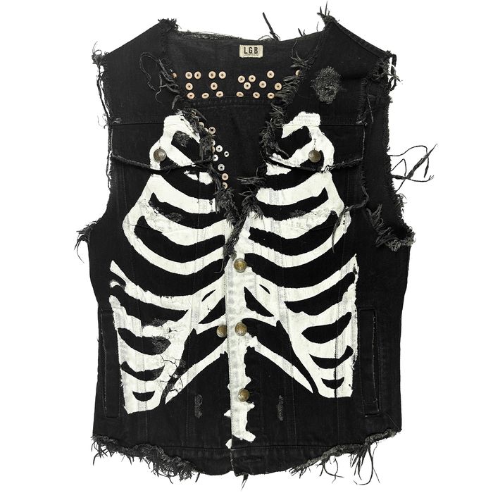 Le Grande Bleu (L.G.B.) 90's Painted Skeleton Vest | Grailed