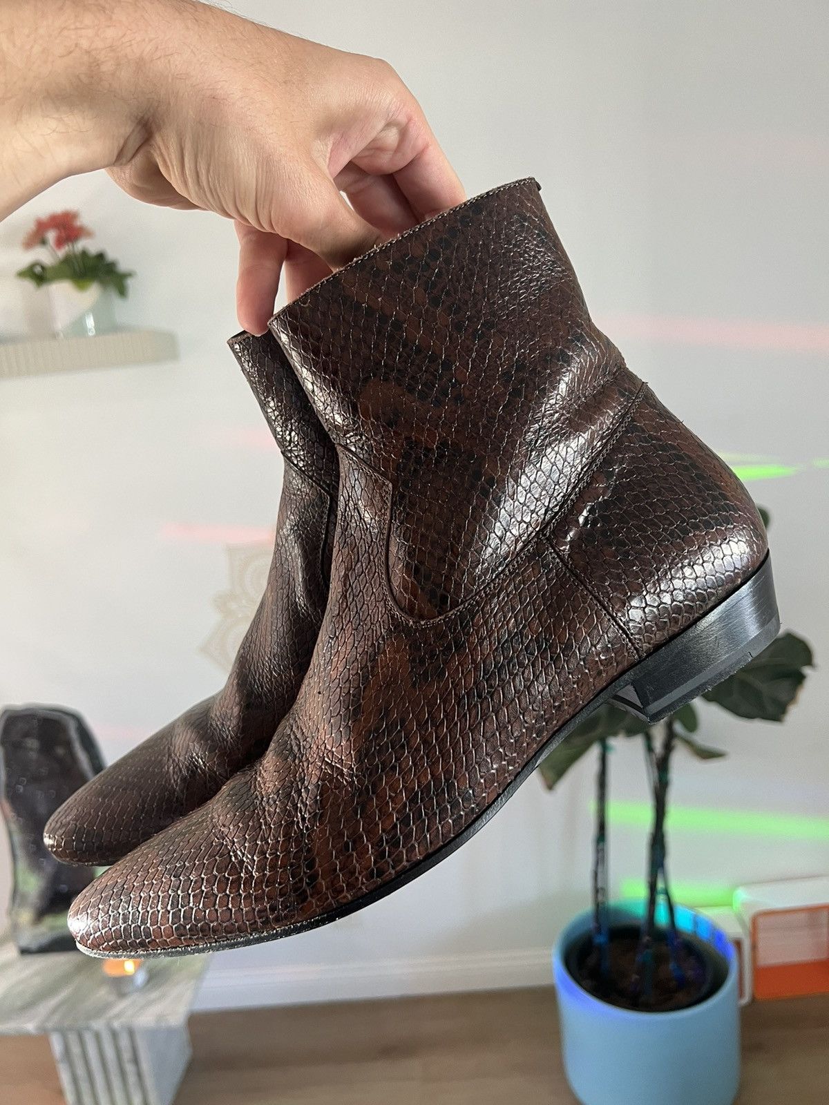 Saint Laurent Paris Devon Python Boots | Grailed