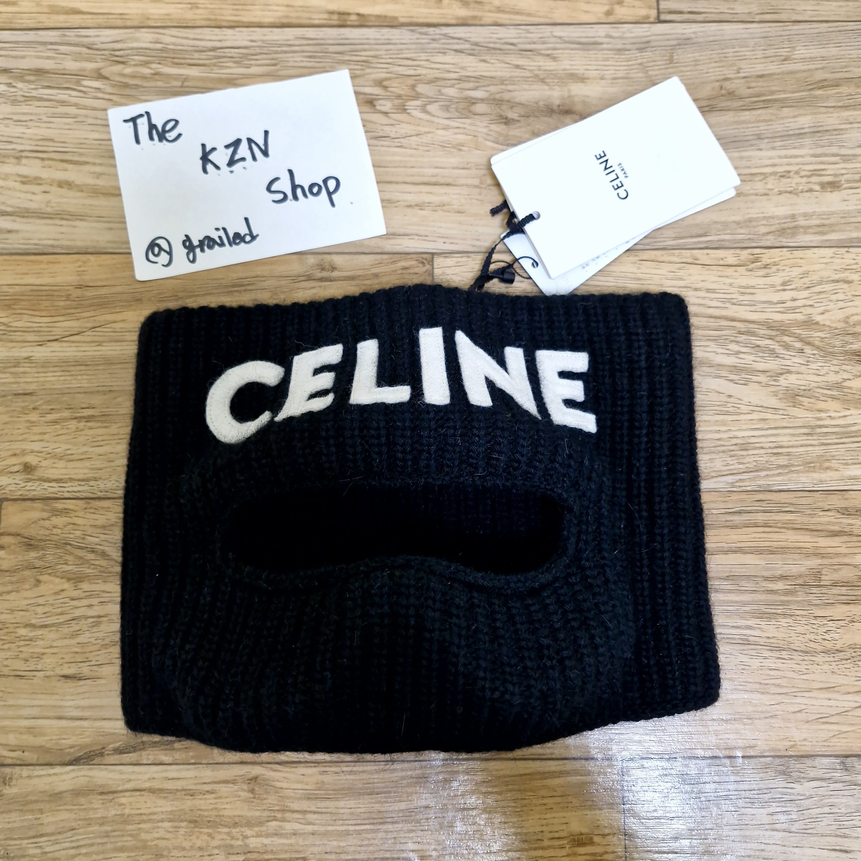Celine × Hedi Slimane CELINE AW21 Embroidered Wool Angora Mask | Grailed