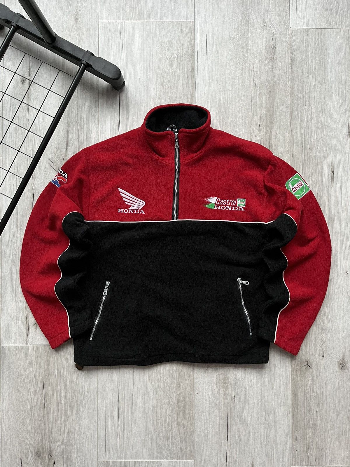 Honda × Racing × Vintage Vintage Honda Castrol Fleece 1/4 Zip Racing ...