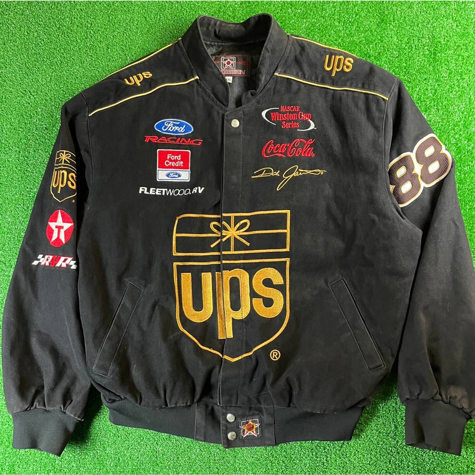 NASCAR × Vintage Vintage 90s NASCAR x UPS XXL Jet Black Racing Bomber ...