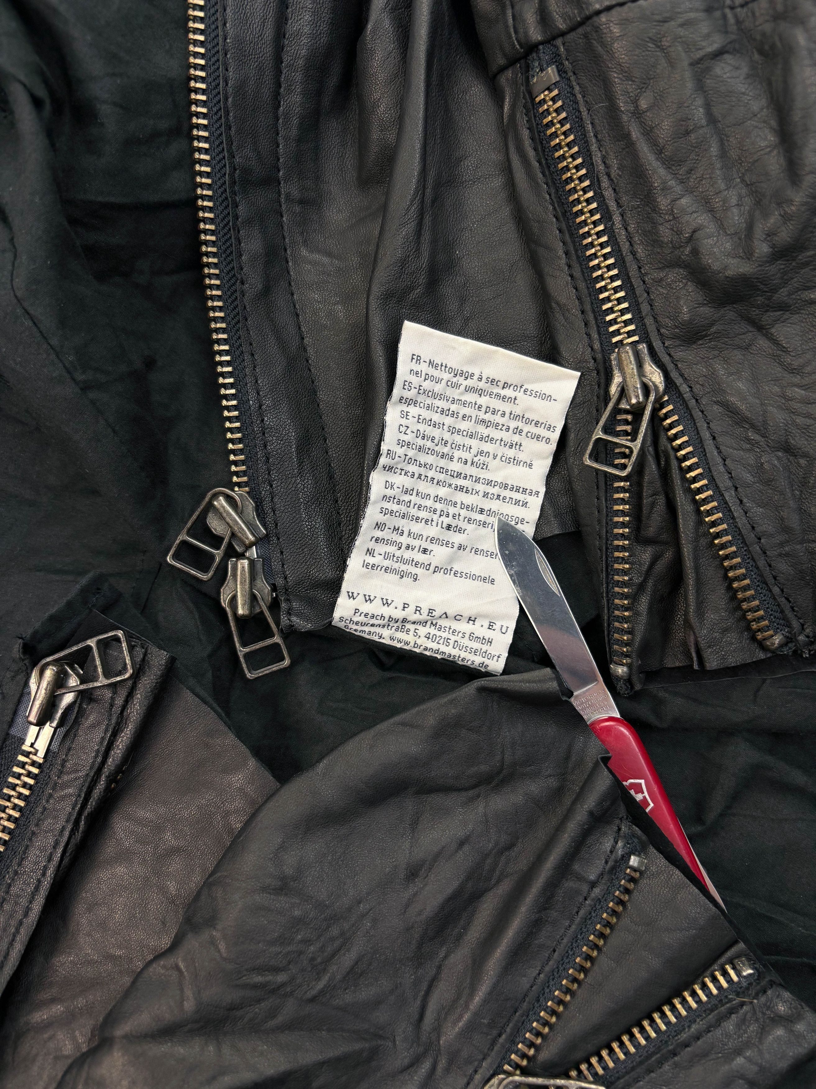 Preach PREACH Avant Garde Diagonal Zip Black Leather Biker Jacket | Grailed