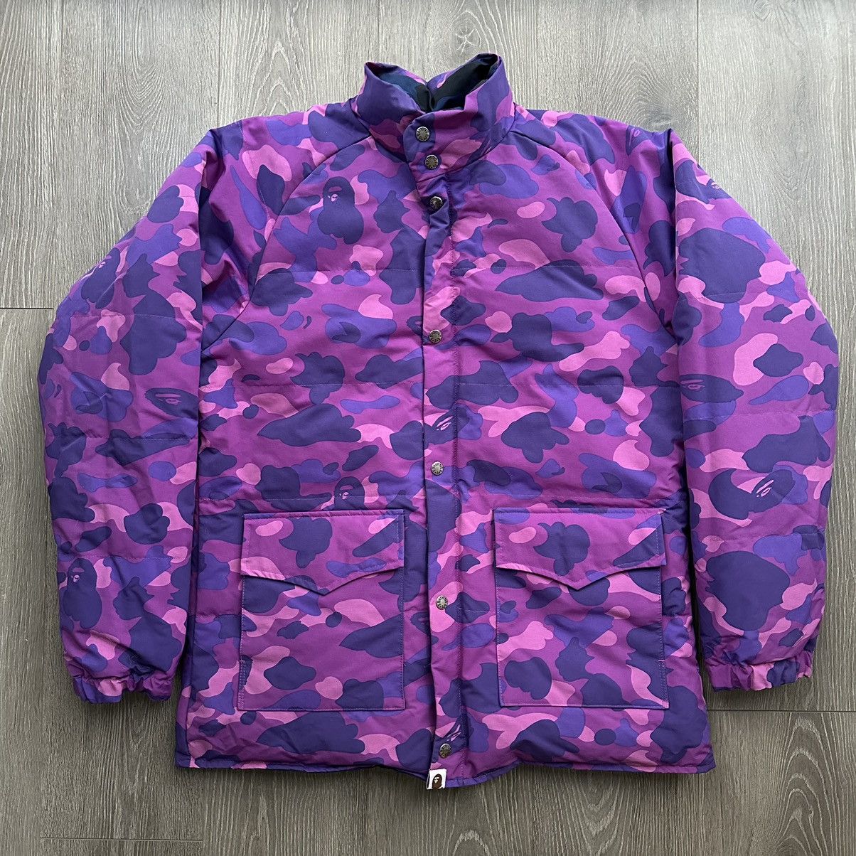 Bape Bape x Nigo reversible blue/purple camo puffer coat | Grailed