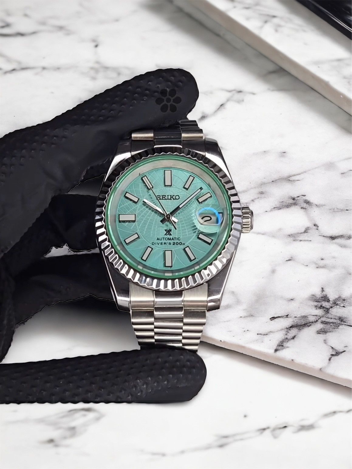 Japanese Brand × Seiko × Watch Seiko Mod Datejust Turquoise Dial Steel ...