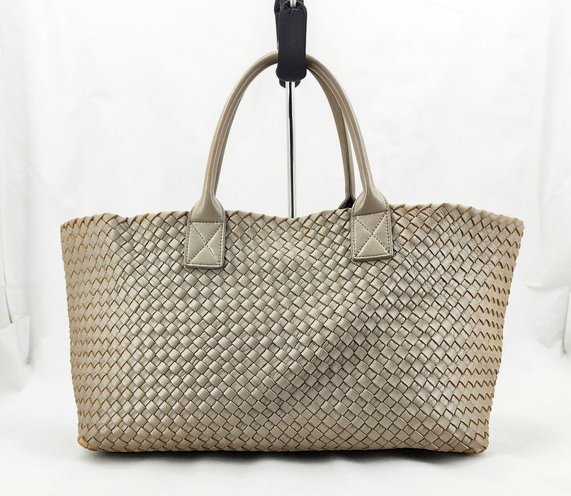 Italian Designers HERVIS full leather woven intrecciato tote bag cabat ...