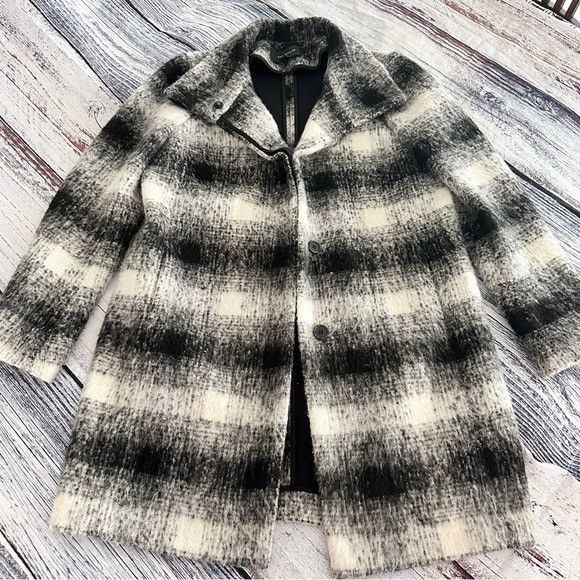 Ann Taylor Ann Taylor Wool Blend Textured Long Coat Black/White | Grailed