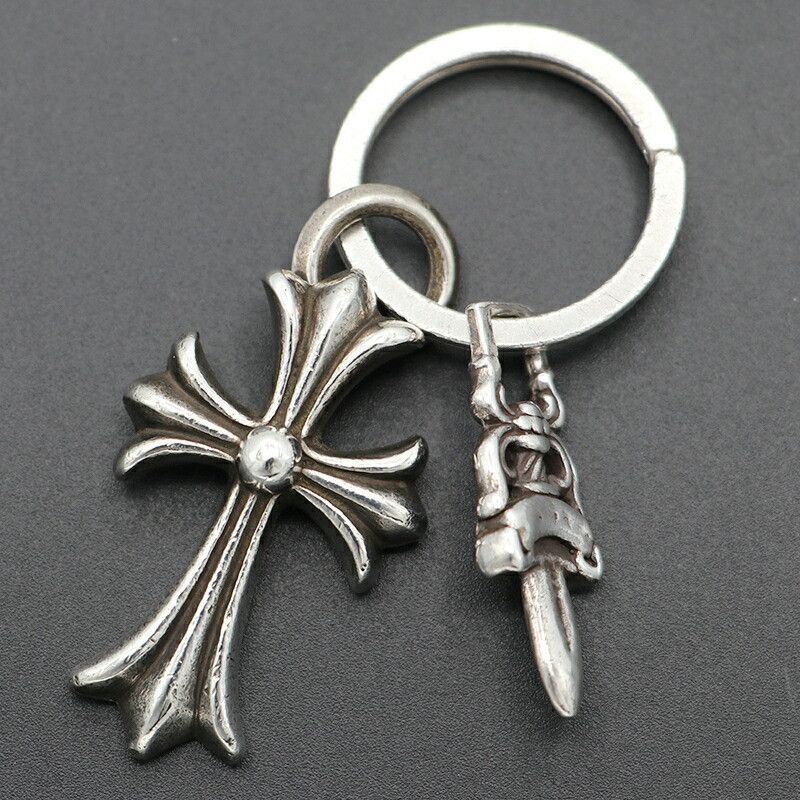 Chrome Hearts Chrome Hearts Small CH Cross + Dagger Key Ring | Grailed