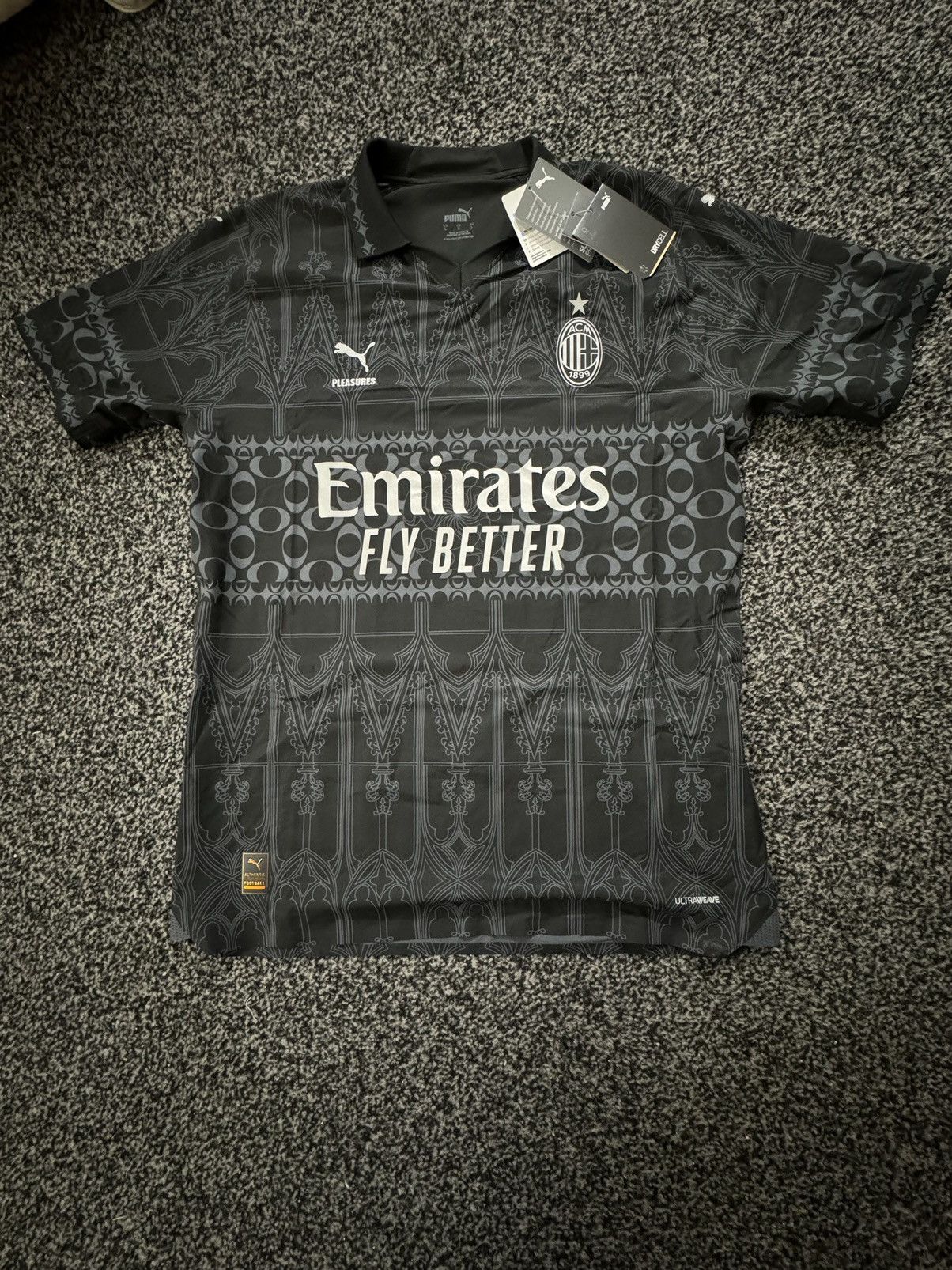 Pleasures × Puma AC MILAN Puma x Pleasures jersey 23/24 kit | Grailed