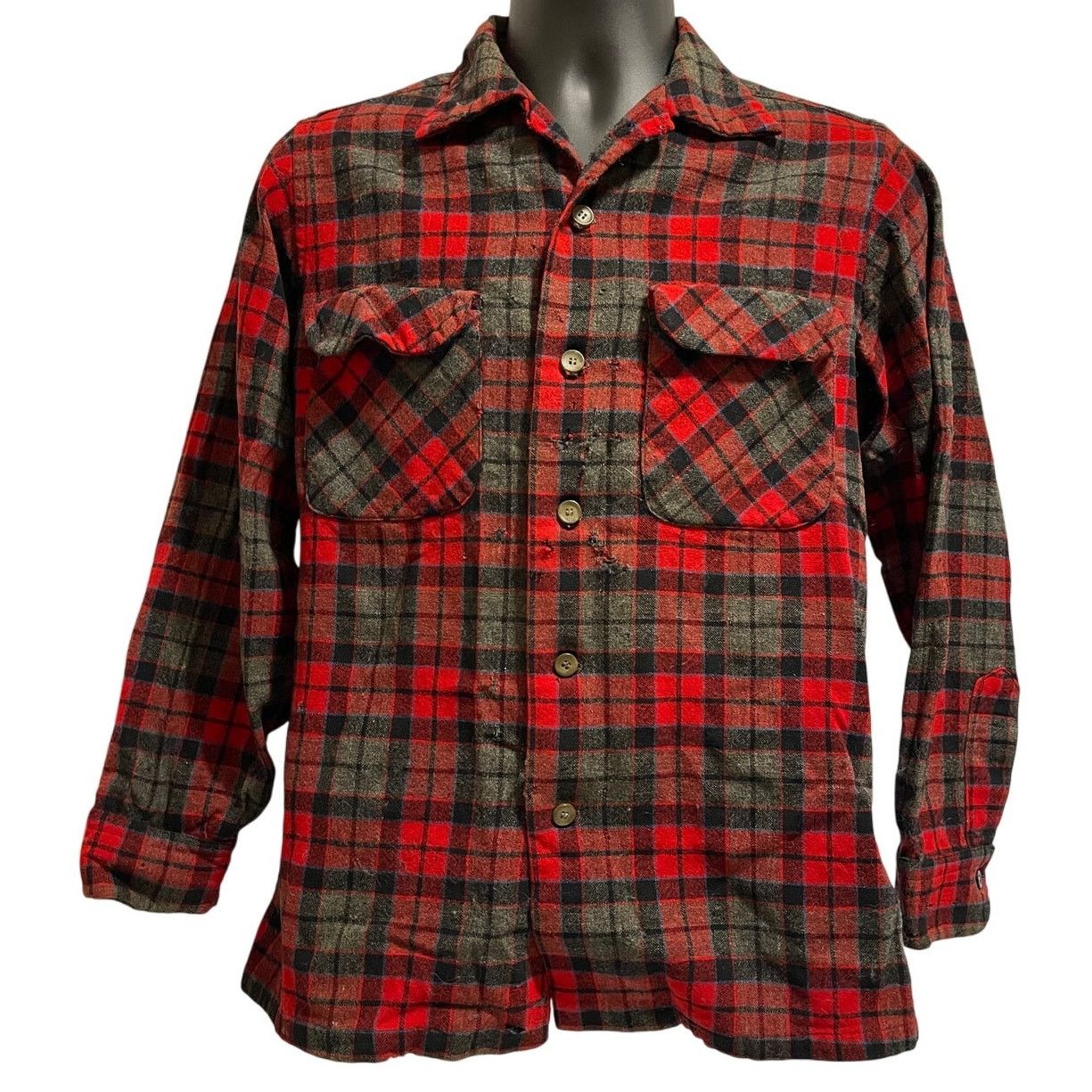 Pendleton Vintage 1960's Pendleton 100% Wool Red Plaid - Distressed ...