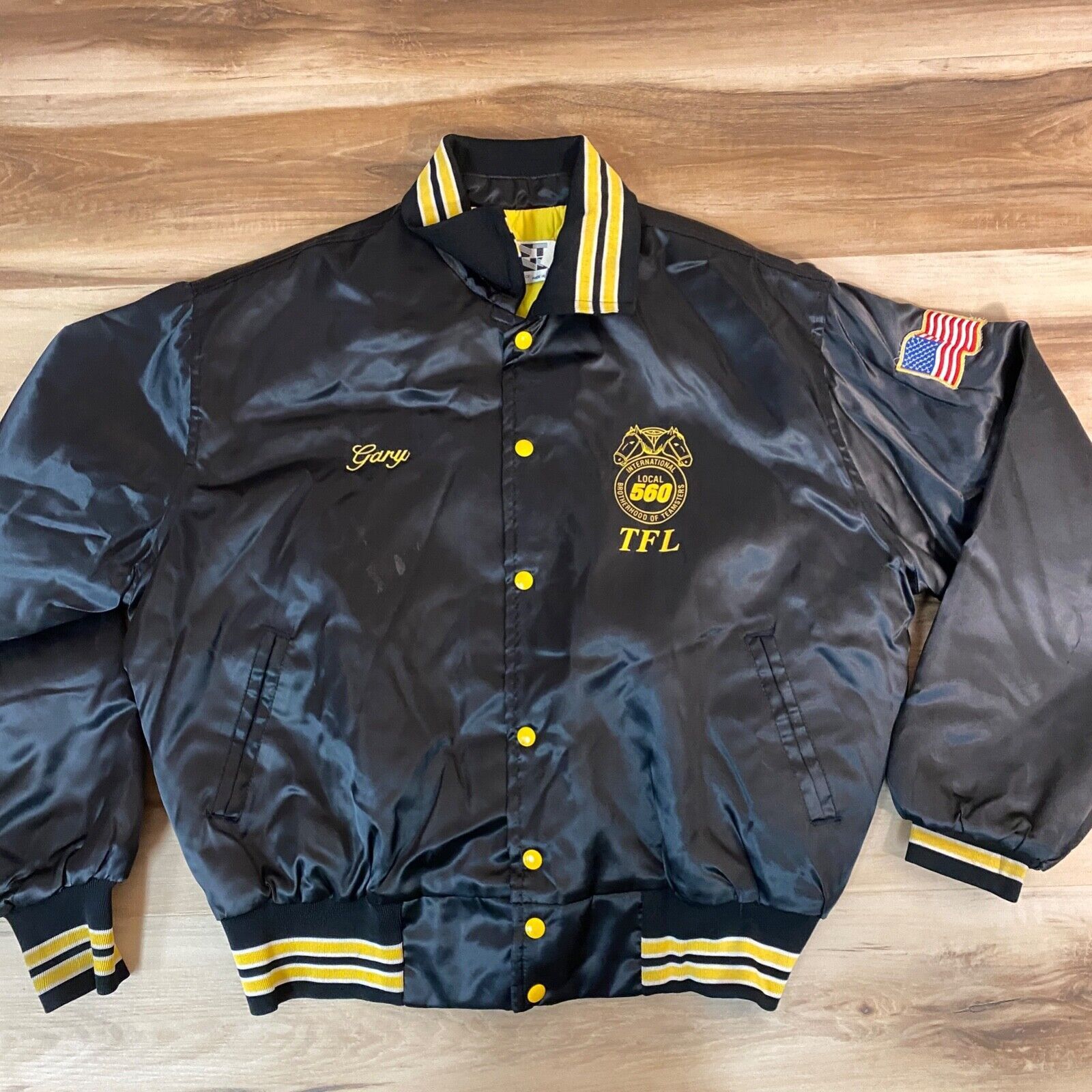 Vintage Vintage Teamsters Jacket Mens XL Local 560 TFL Satin Bomber USA ...