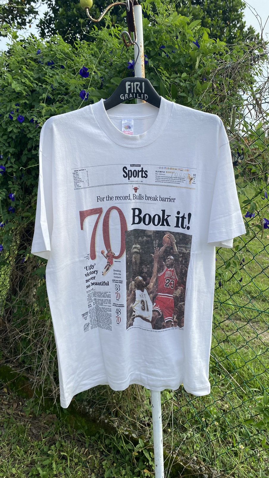 NBA × Vintage Michael Jordan Chicago Bulls NBA 70 wins Record Article Tee | Grailed