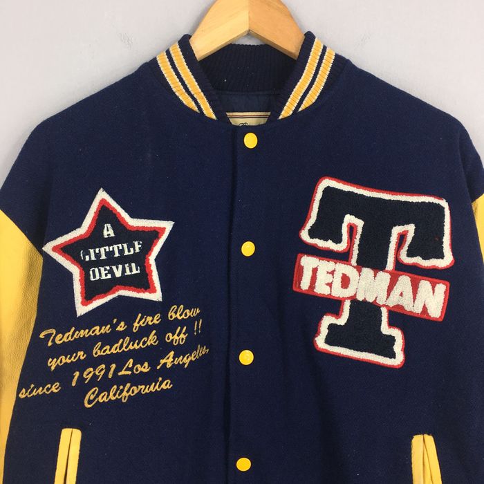 Tedman Vintage 90's Ted Company Leather Varsity Bomber Jacket L | Grailed
