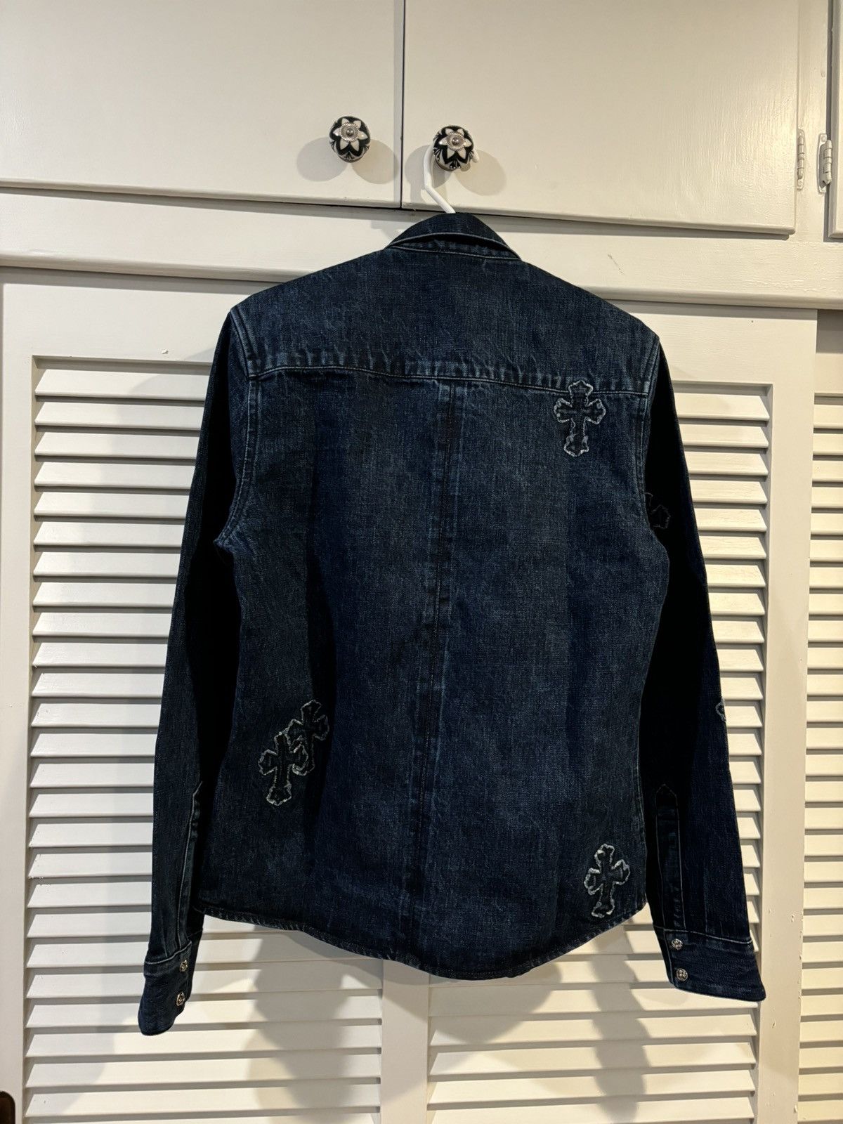 Chrome Hearts Chrome hearts selvedge denim jacket with cross patches ...