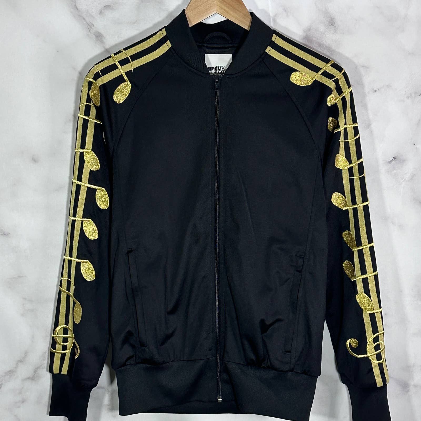 Adidas × Jeremy Scott Black/Gold Music Notes Track Jacket | Grailed