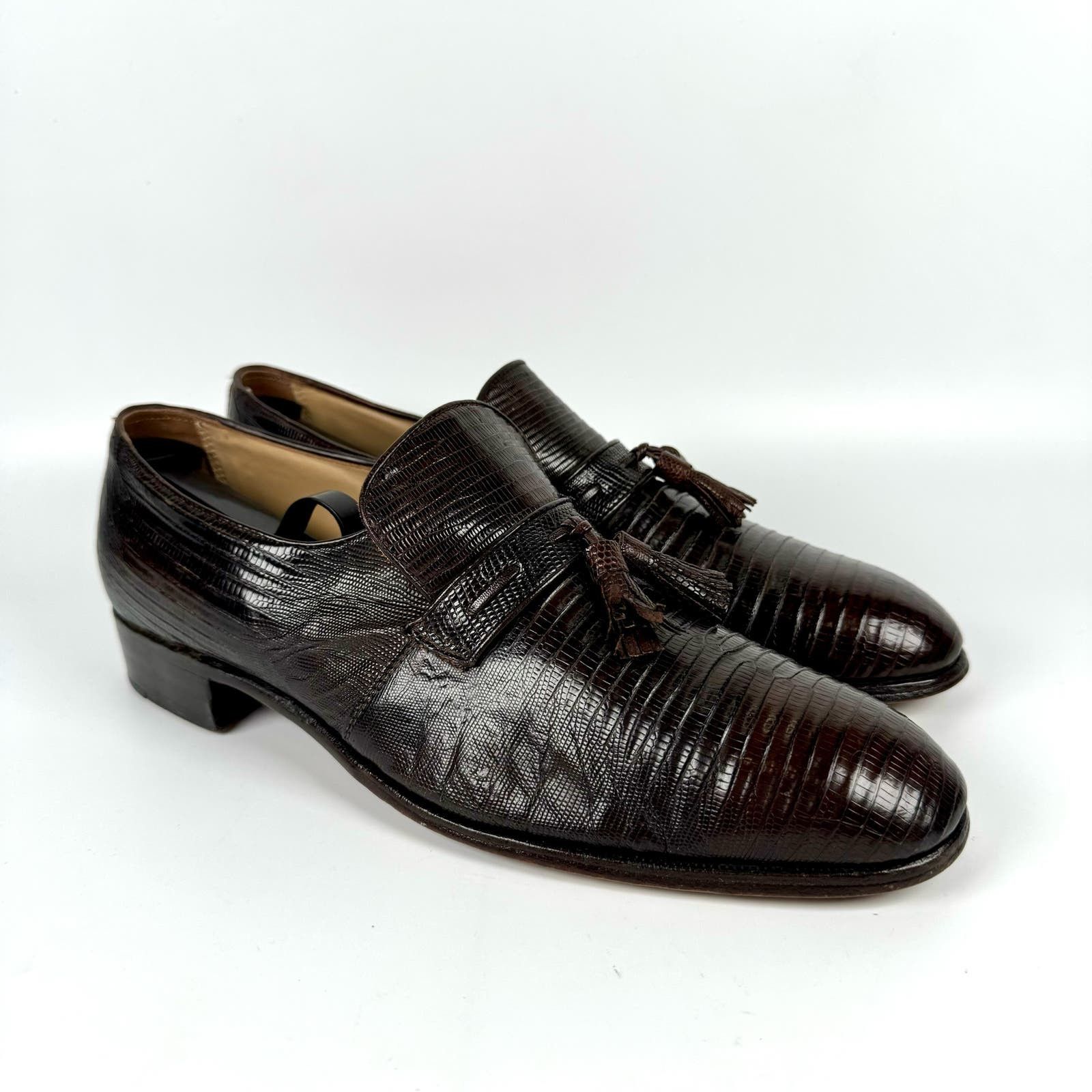 Nettleton Vintage Nettleton Brown Lizard Exotic Tassel Dress Shoes 10 ...