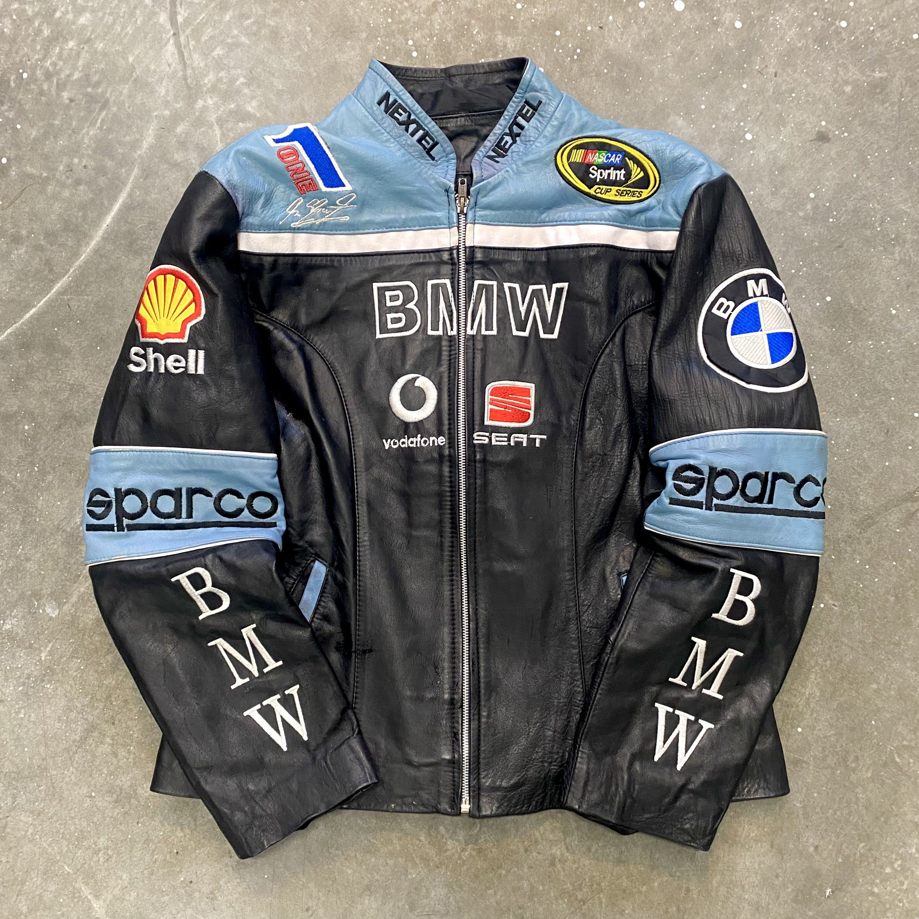 Bmw × Designer × Vintage VTG BMW Racing Leather Biker Jacket Formula 1 ...