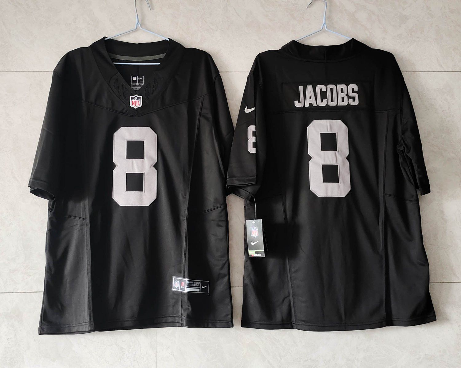 Custom Men Raiders 8 Josh Jacobs Black 2023 Jersey | Grailed