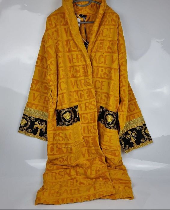 Versace Versace Baroque Print Gold Long Bathrobe New M | Grailed