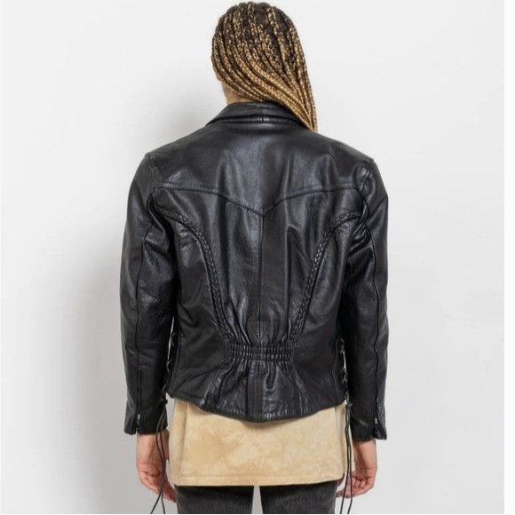 Vintage Vintage 90s y2k Black Interstate Leather Sexy Moto Jacket | Grailed