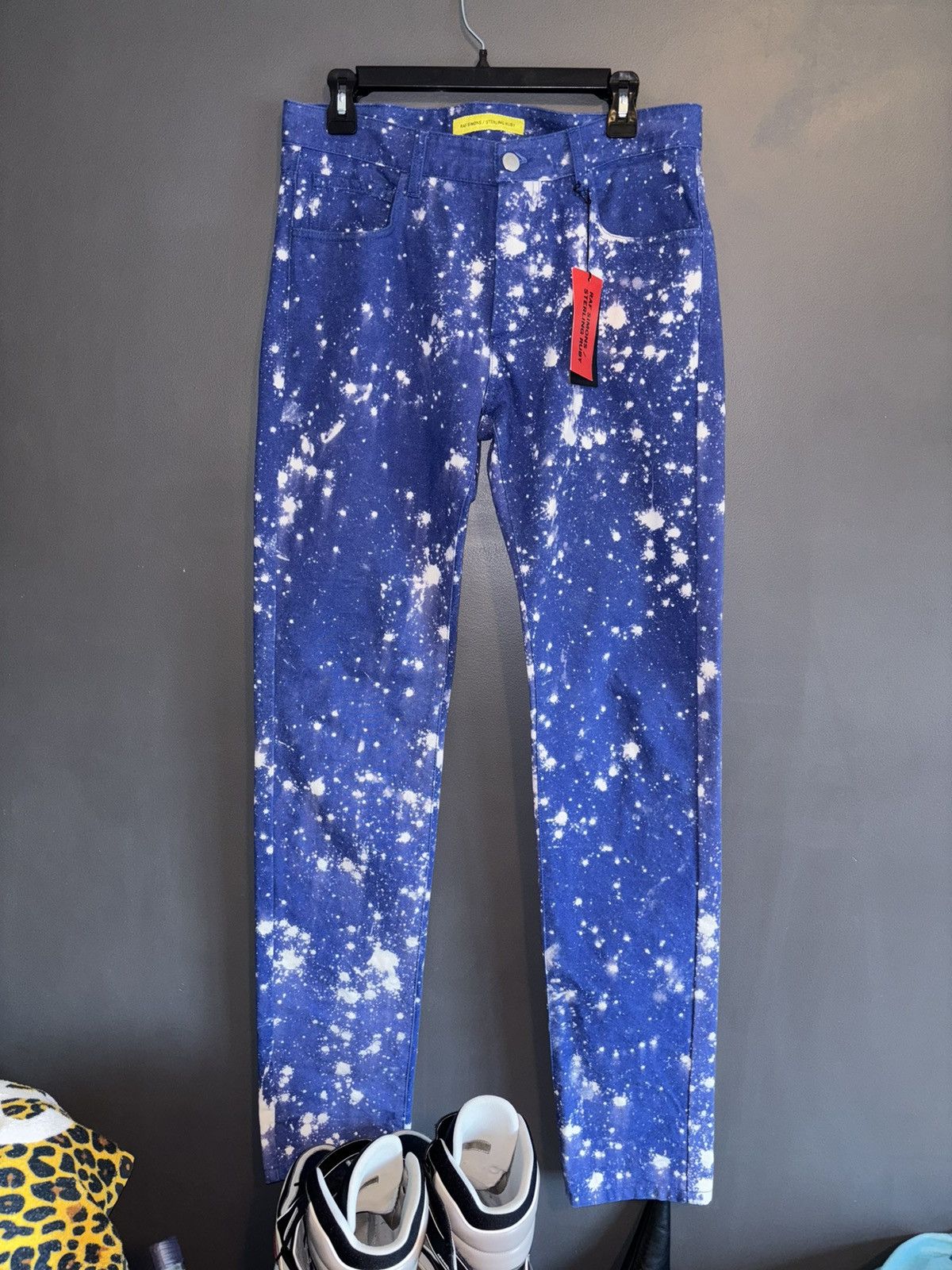 Raf Simons × Sterling Ruby 2014 BLUE BLEACH SPLATTER JEANS | Grailed