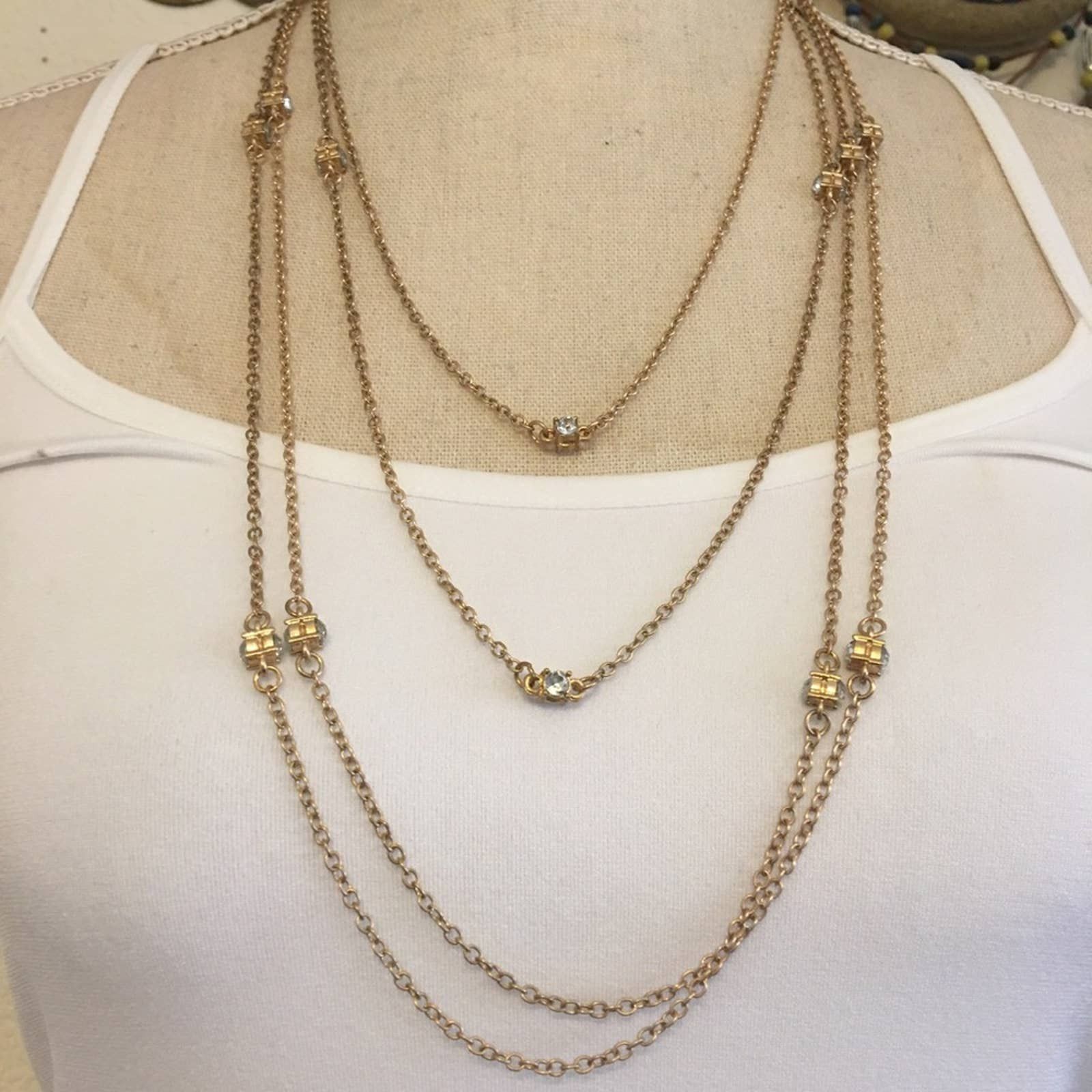 Loft Vintage LOFT quadruple layered gold chain necklace | Grailed
