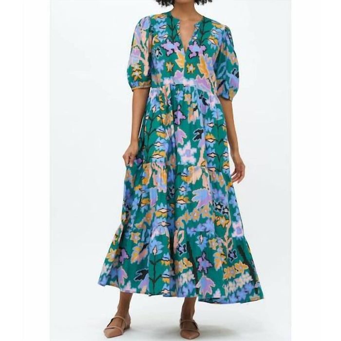 Oliphant Puff Sleeve Maxi Dress In Green Bukhara | Grailed