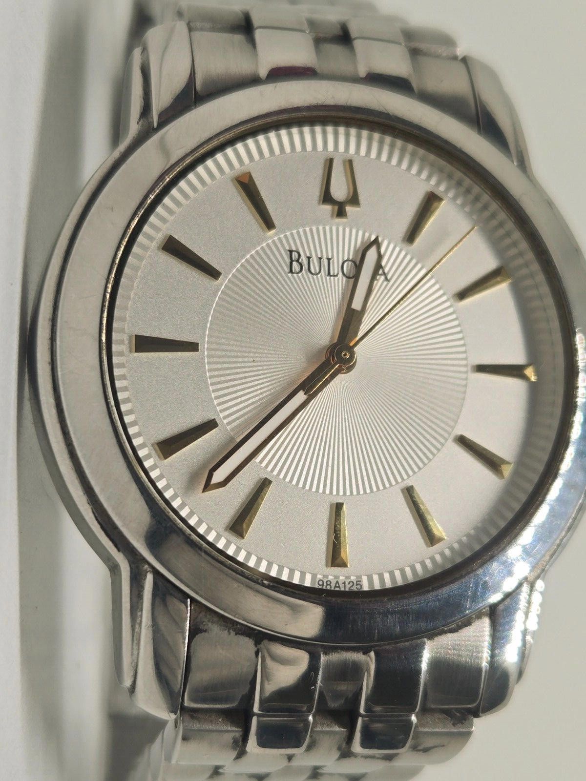 Bulova Bulova 98A125 Men's Dress Silver-Tone Dial St. Steel Watch ...