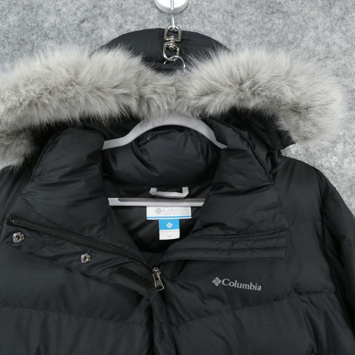 Vintage Columbia Jacket Womens 2X Black Lined Puffer w Faux Fur Lined ...