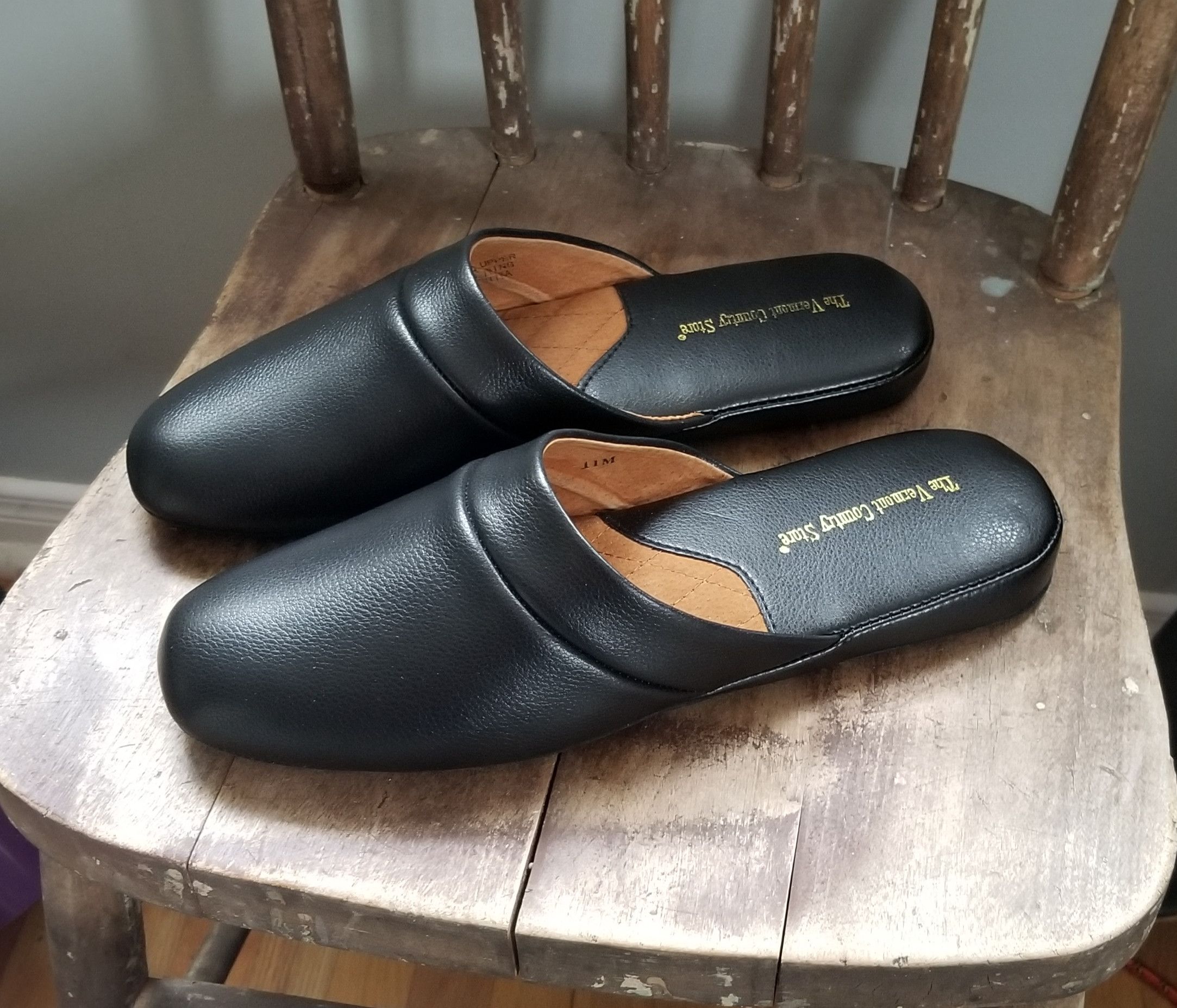 Vintage Vermont Country Store Genuine Leather Slippers Slides 10.5 ...