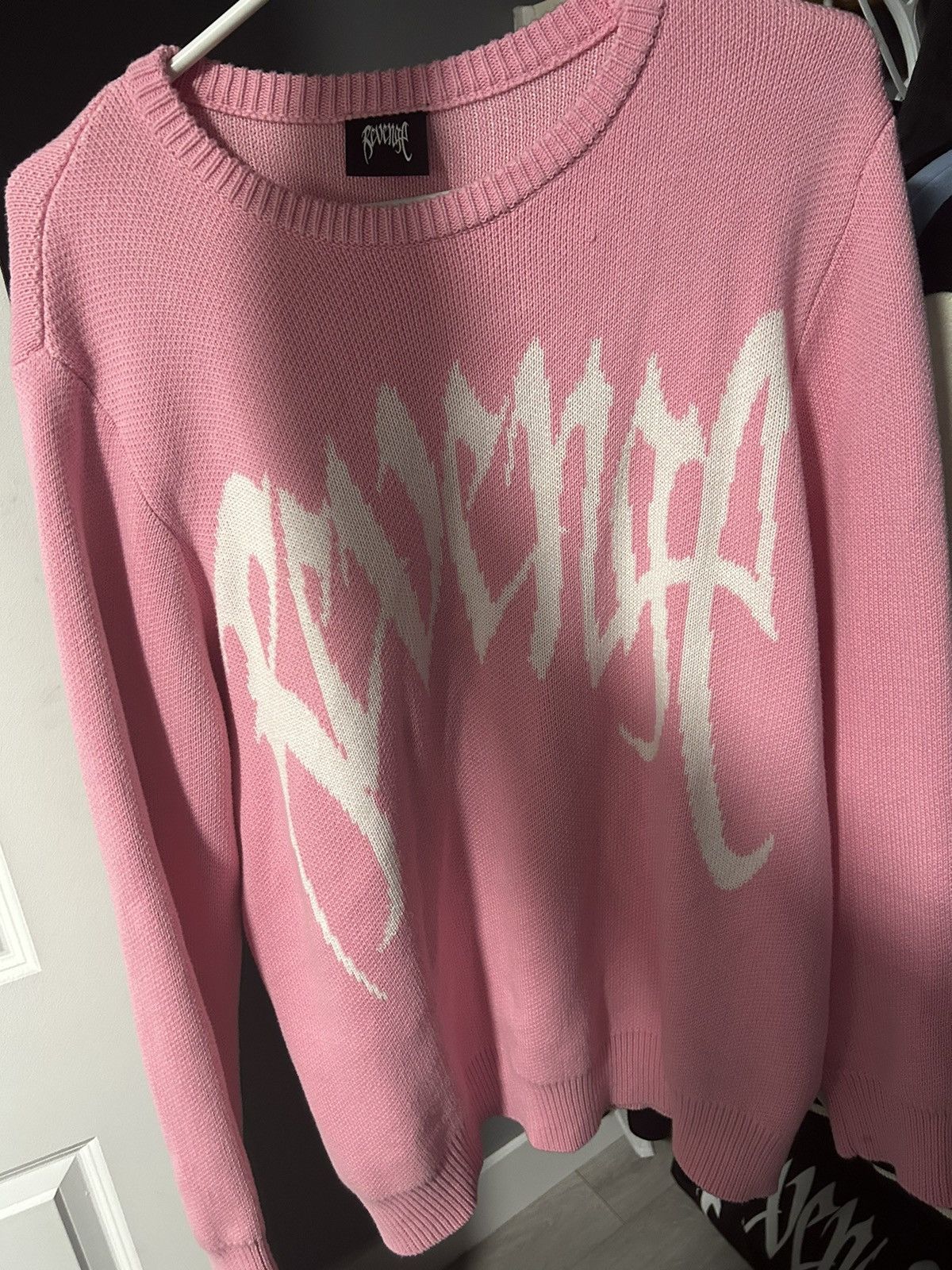 Revenge Revenge Arch Logo Knit Sweater Pink | Grailed