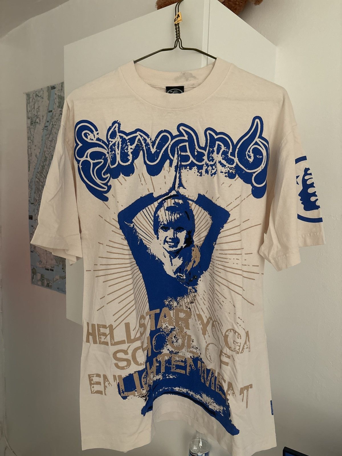 HELLSTAR hellstar yoga short sleeve tee shirt cream | Grailed