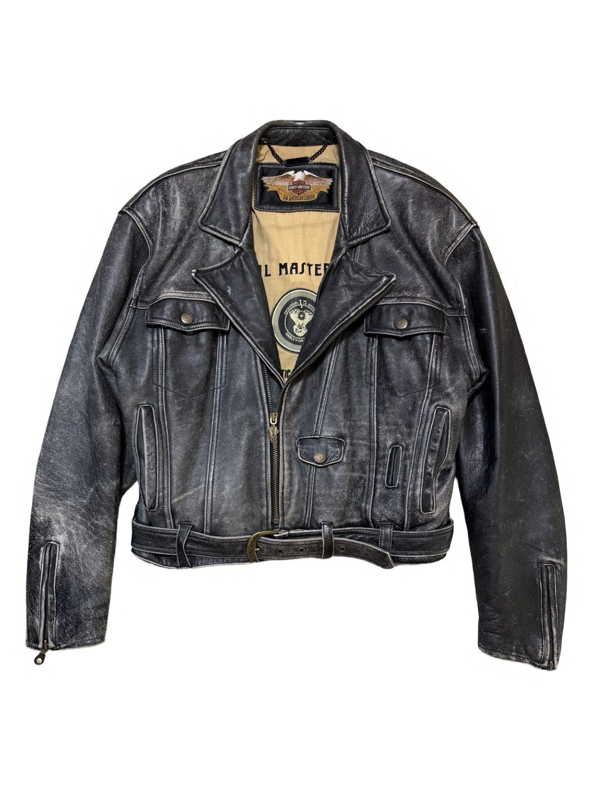 Harley Davidson × Leather Jacket × Vintage Vintage Harley Double Collar ...