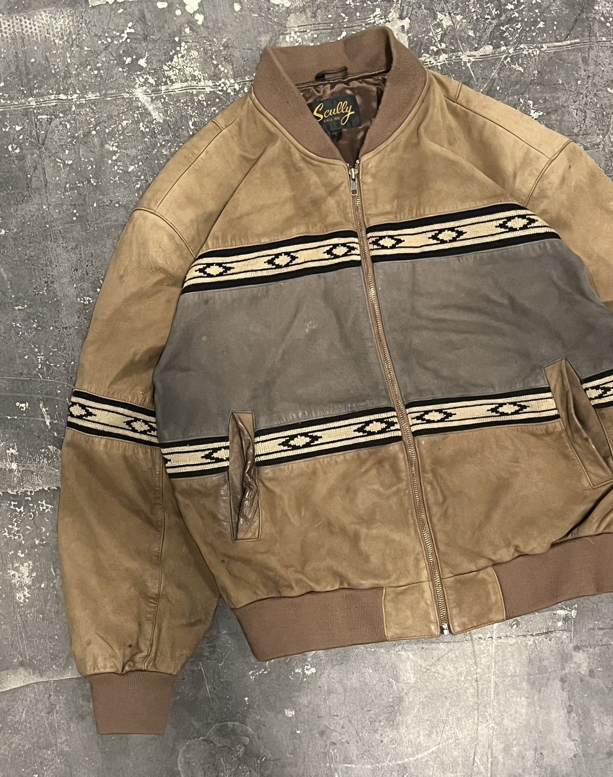 Vintage Vintage scully Aztec leather jacket | Grailed