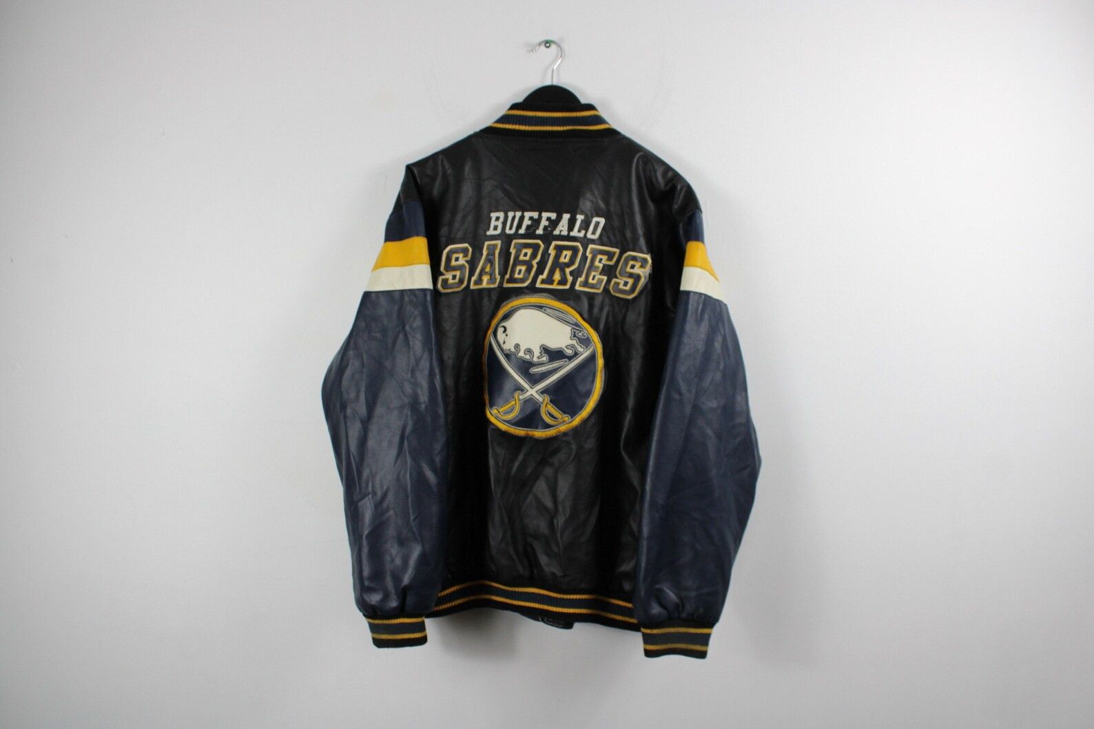 NHL × Vintage Varsity Letterman Jacket / Vintage 90s Pleather Bomber ...