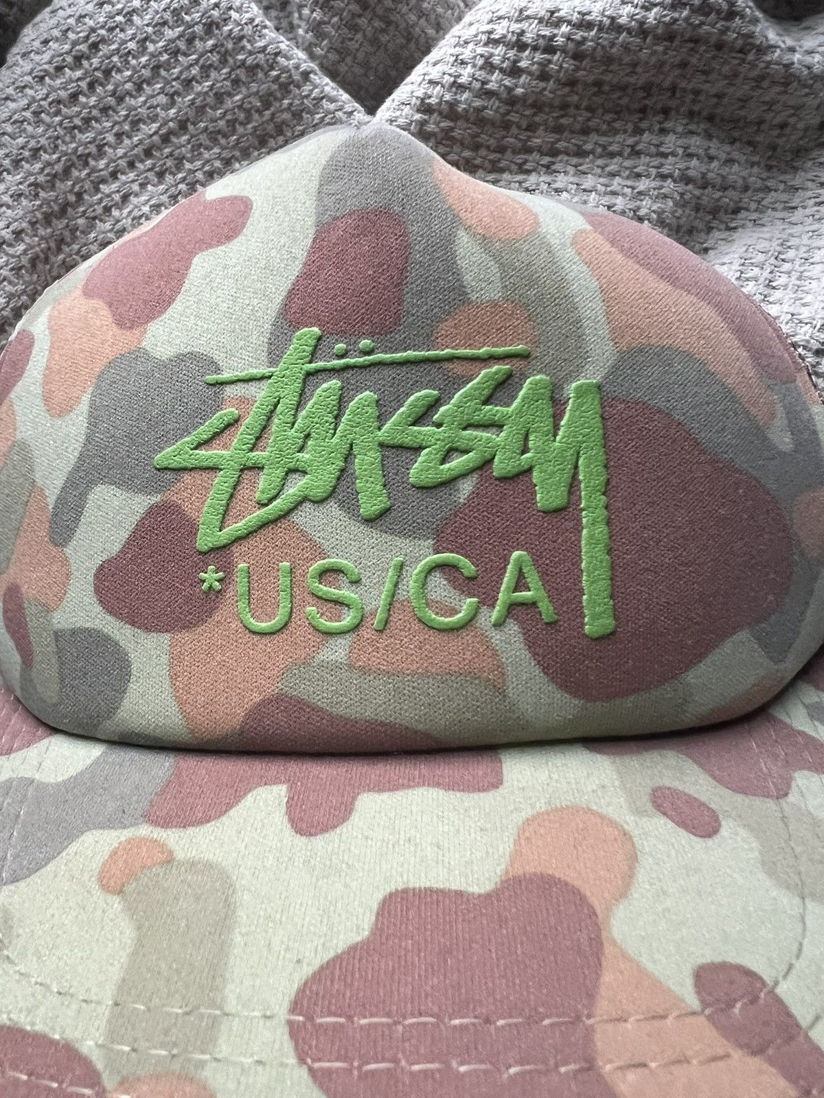 Streetwear × Stussy × Vintage Vintage Stussy Capz Camo Trucker Hat ...