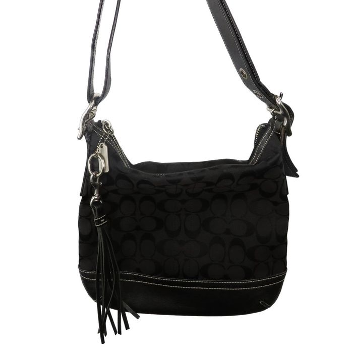 Vintage 1990S Vintage Coach Black Shoulder Bag with Signature Print ...