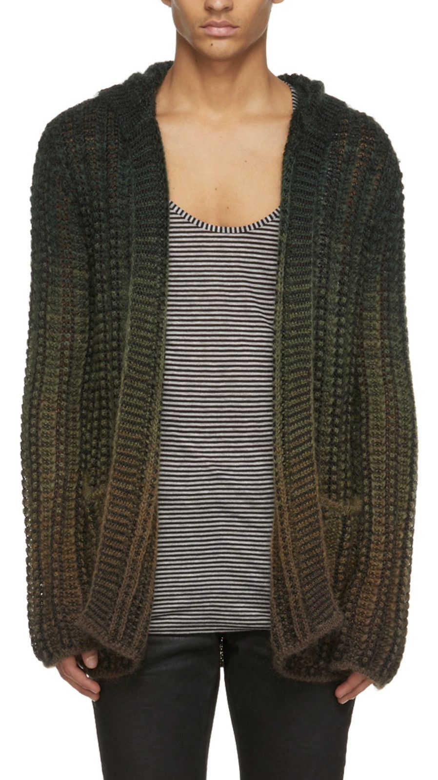 Saint Laurent Paris gradient effect mohair knit hooded long cardigan ... Saint Laurent Paris gradient effect mohair knit hooded long cardigan ...
