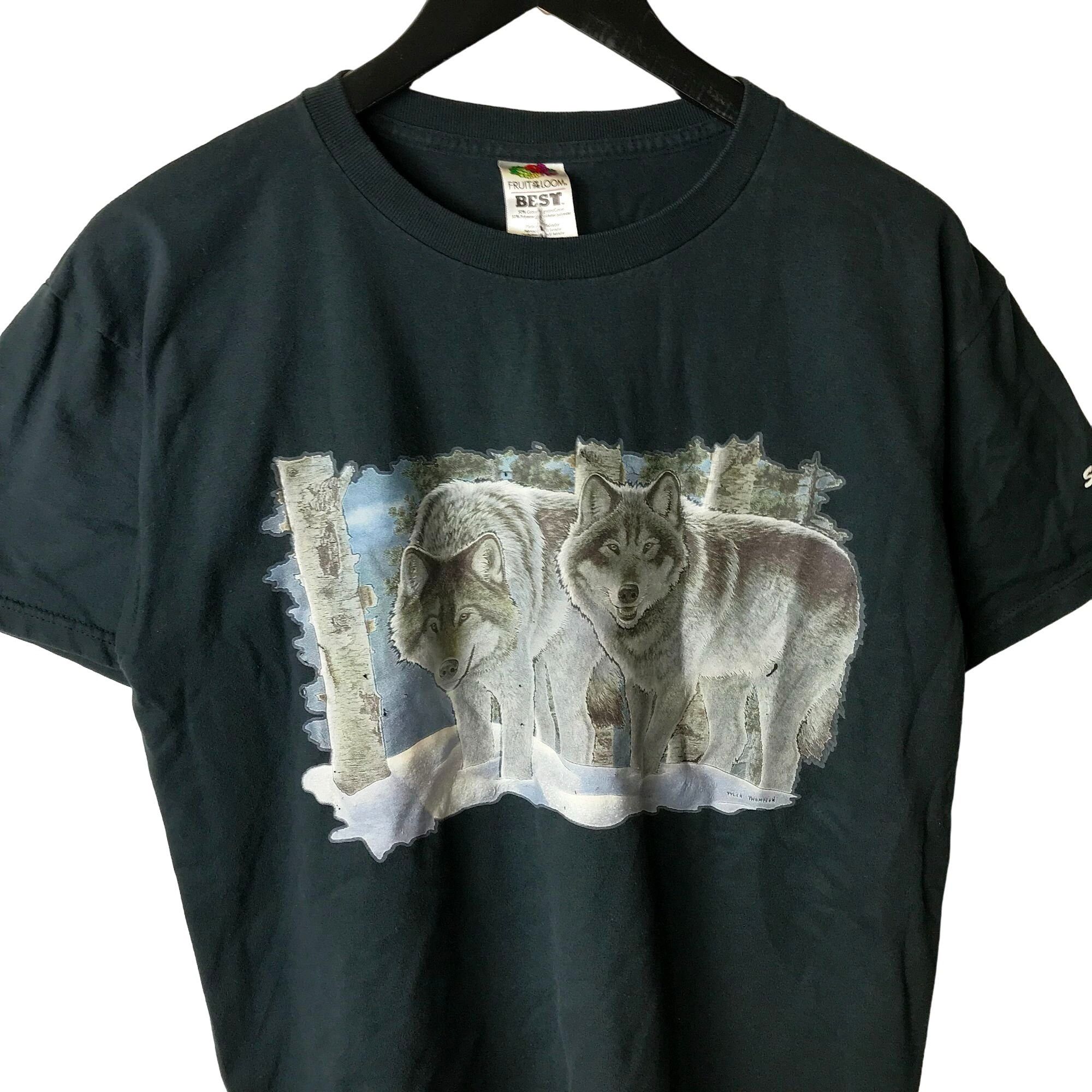 Animal Tee × Fruit Of The Loom × Vintage Vintage Y2K Wolves Nature T ...