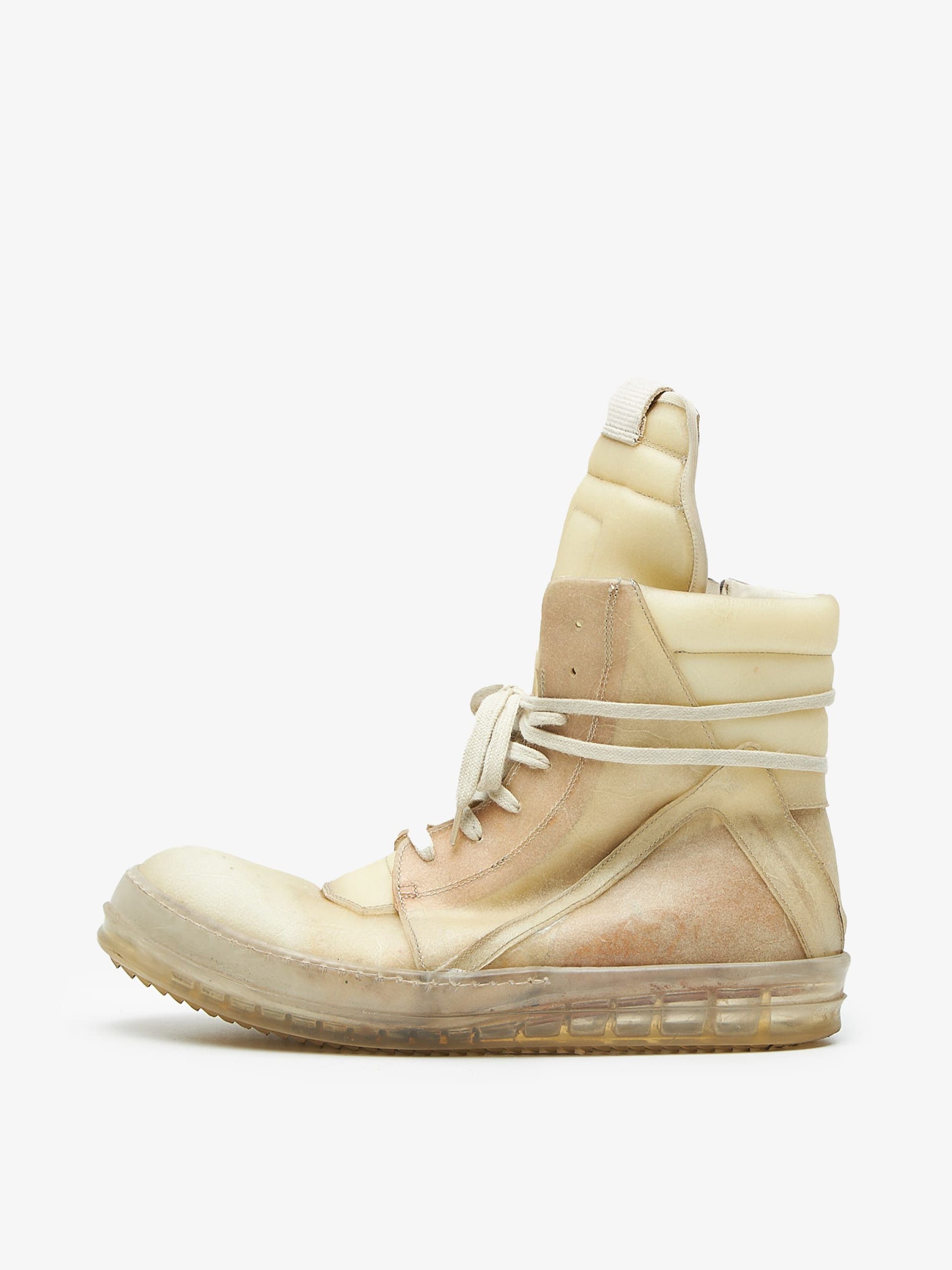 Rick Owens EDFU SS23 Geobasket Transparent Leather Sneakers | Grailed