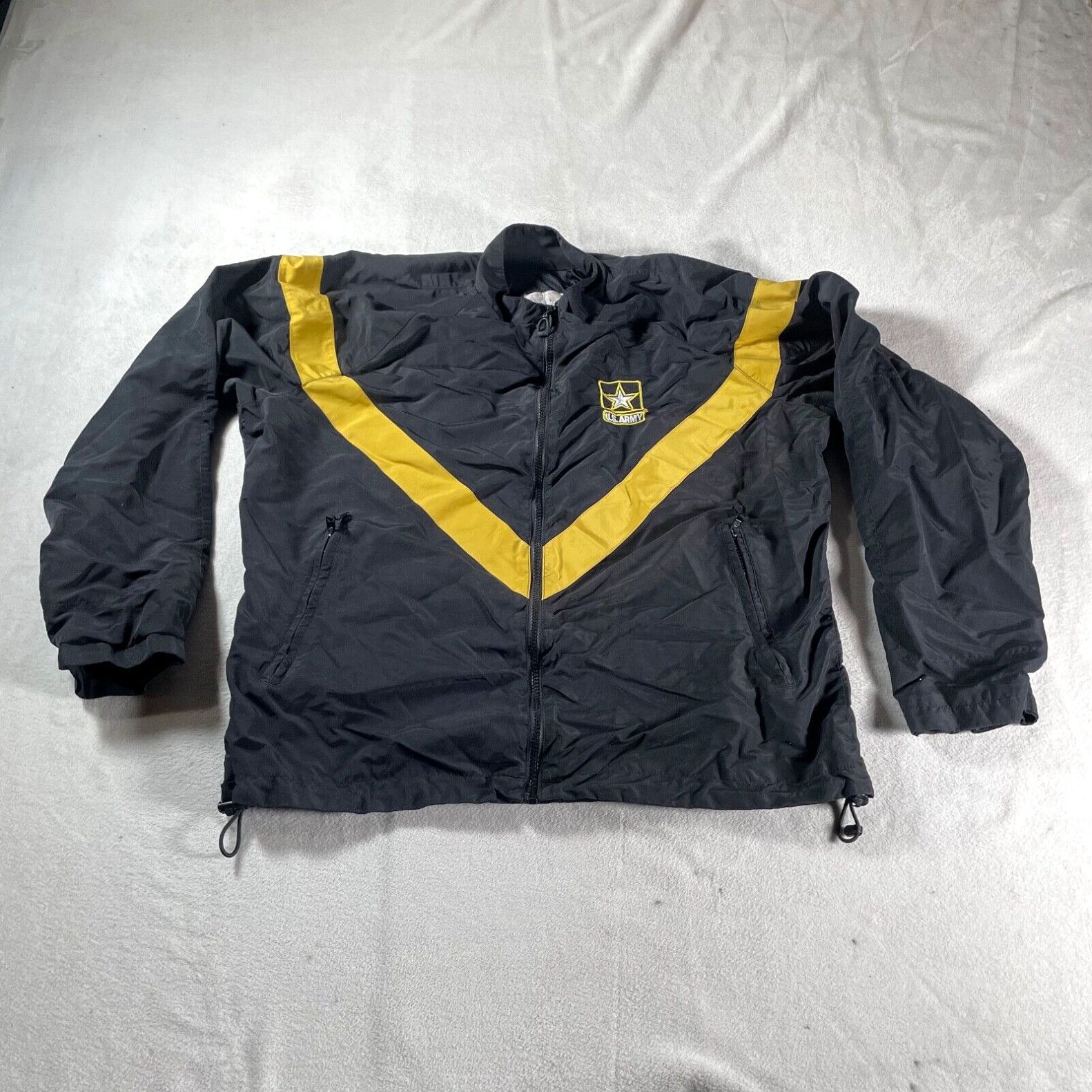 All Black US Army Jacket Mens Small Black Bomber Windbreaker Chevron ...