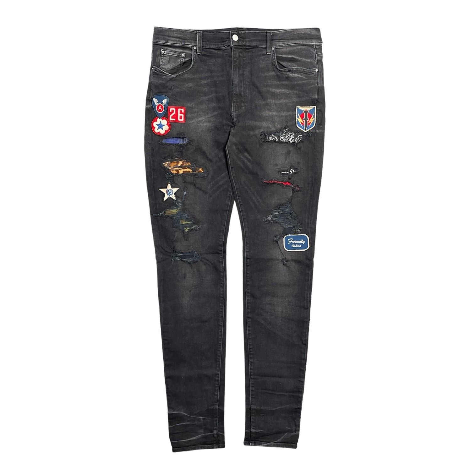 Amiri Amiri Art Patch Painted Jeans Black | Grailed