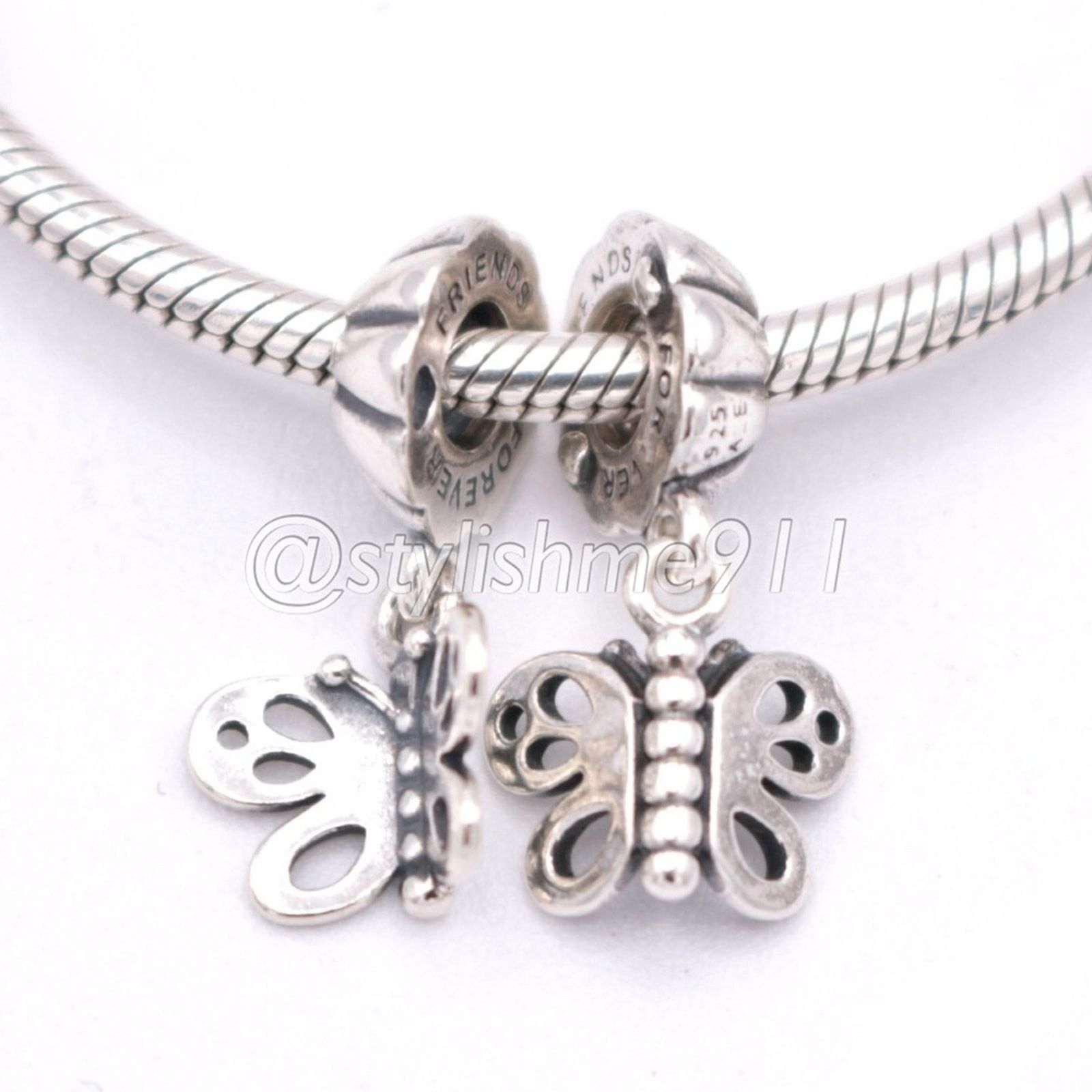 pandora Two Authentic PANDORA Best Friends Forever Butterfly Charms ...