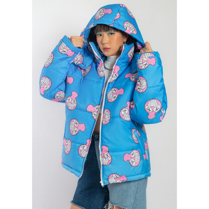 Bomber Jacket PUFFER JACKET SMILEY FACE BLUE | Grailed